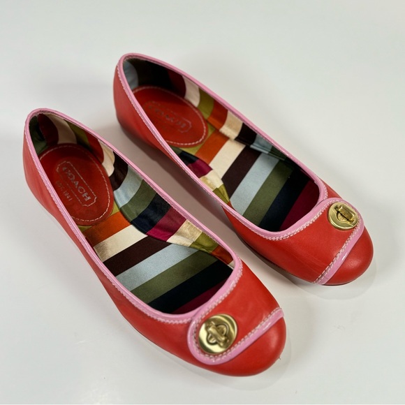Coach | Shoes | Coach Turn Lock Ballet Leather Slip On Flat Womens Size ...